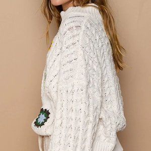 POL | Sweaters | Pol Powder Cream High Neck Granny Squares Patches ...